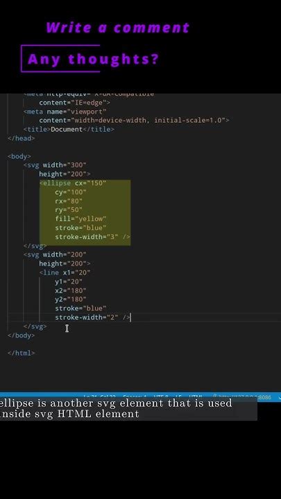 Html 26a 💻 Ellipse And Line 💻 Html Html5 Html5tutorial Html5course Youtube