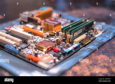 Studio Mainboard With Microchips Stock Photo Alamy