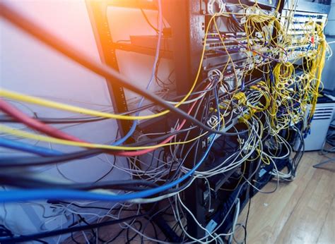 Premium Photo Server Room With Computers For Internet Network Cables Connected To Switches