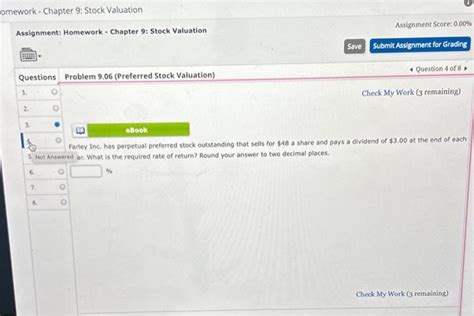 Solved Assignment Homework Chapter 9 Stock Valuation