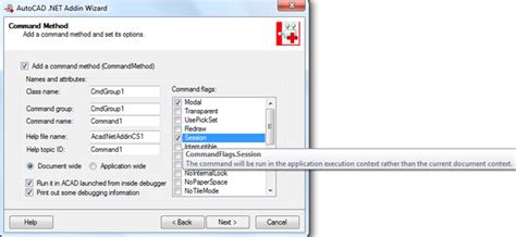 AutoCAD NET Command Flag CommandFlags Session AcadNetAddinWizard More