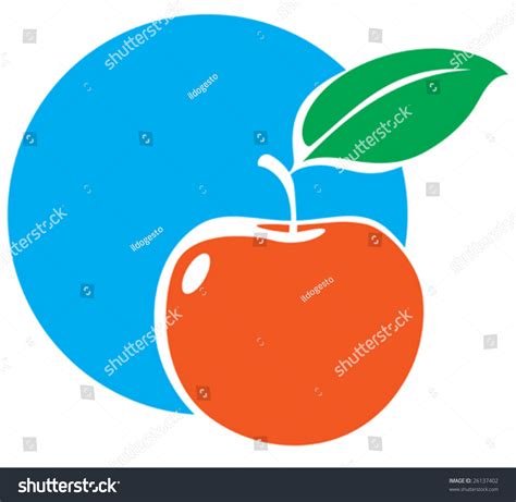 Red Apple Green Leaf Vector Illustration Stock Vector Royalty Free