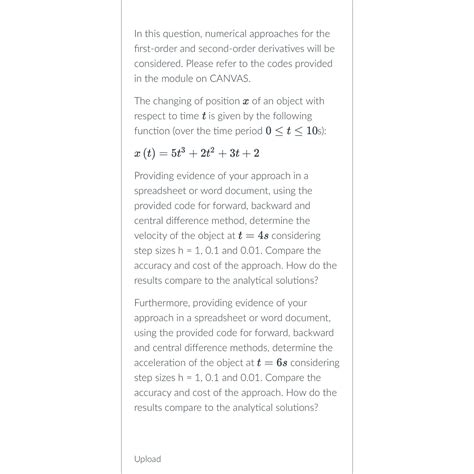 Solved In This Question Numerical Approaches For The