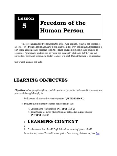 Lesson 5 Pdf Free Will Metaphysics