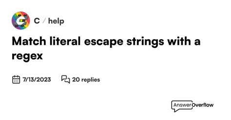 Match Literal Escape Strings With A Regex C