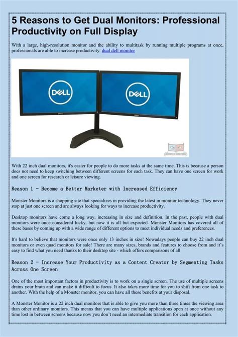 PPT Reasons To Get Dual Monitors Professional Productivity On Full Display PowerPoint