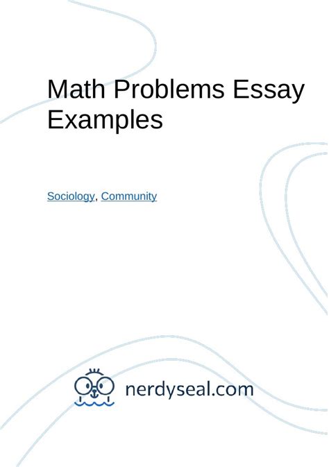 Math Problems Essay Examples 577 Words Nerdyseal