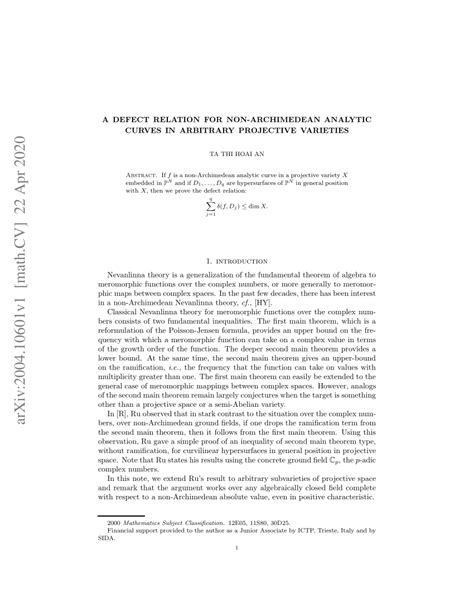 Pdf Defect Relation For Non Archimedean Analytic Maps Into Arbitrary Projective Varieties