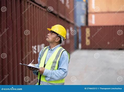 Image Of Professional Container Controllers Who Organize Container Deliveries And Moves To