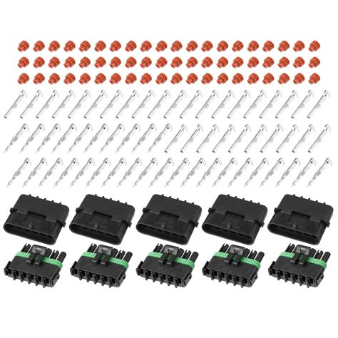 5 Kit 6 Pin Way Waterproof Electrical Connector Series Terminal 12 Awg