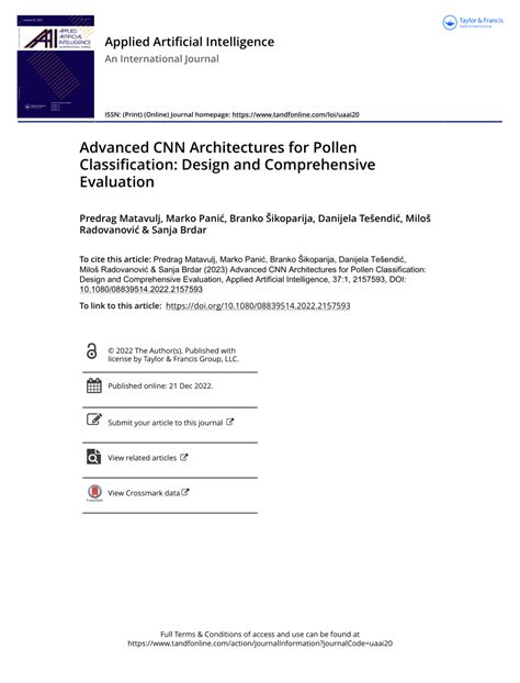 Pdf Advanced Cnn Architectures For Pollen Classification Design And