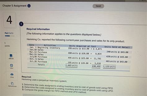 solved chapter 5 assignment saved 4 o required information