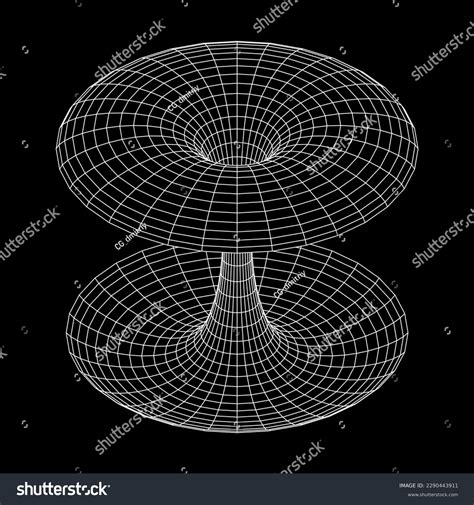 Wormhole Tunnel Mesh Objects Network Wireframe Stock Vector Royalty