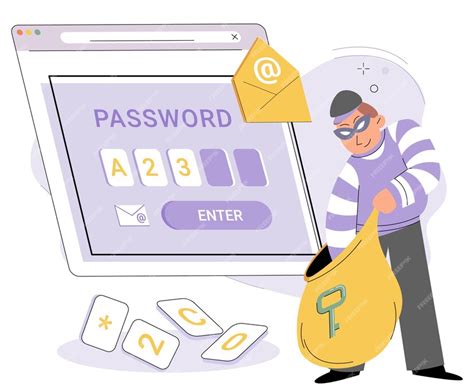 Premium Vector Computer Password Hack Cyber Criminal With Laptop Stealing User Personal Data
