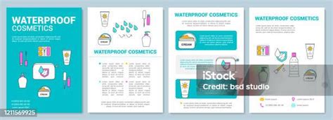 방수 화장품 메이크업 제품 브로셔 템플릿 레이아웃 전단지 소책자 선형 그림이있는 전단지 인쇄 디자인 잡지 연례 보고서 광고 포스터에 대한 벡터 페이지 레이아웃 0명에 대한