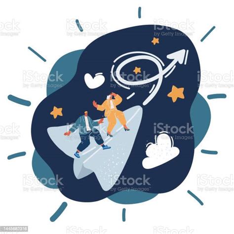 여자와 남자가 종이 비행기에 날아 다니는 만화 벡터 삽화 개념에 대한 스톡 벡터 아트 및 기타 이미지 개념 개념과 주제 구름 Istock