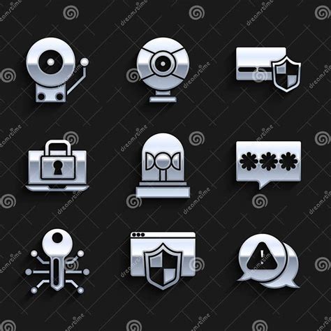 Set Flasher Siren Browser With Shield Exclamation Mark In Triangle Password Protection Smart
