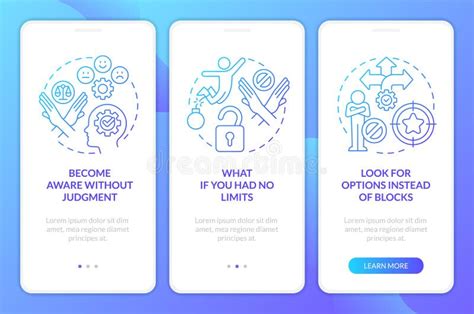 Break Mindset Limitations Blue Gradient Onboarding Mobile App Screen
