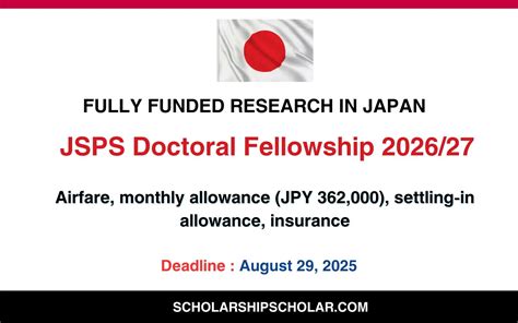 Jsps Doctoral Fellowship 202627 In Japan Fully Funded Research