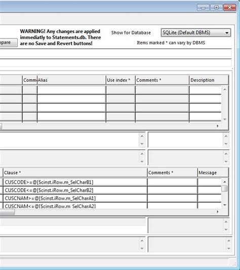 advanced functions sql statement manager caliach