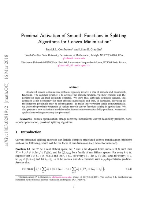 pdf proximal activation of smooth functions in splitting algorithms