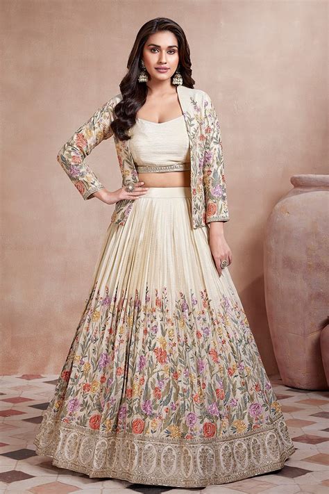 Glamorous Off White Designer Indo Western Lehenga Choli For Party