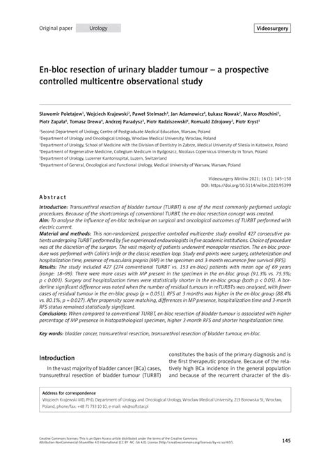 Pdf En Bloc Resection Of Urinary Bladder Tumour A Prospective Controlled Multicentre