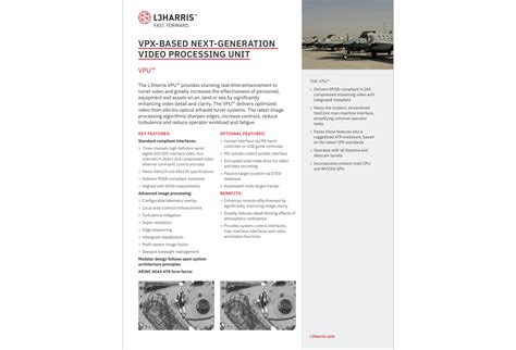 Vpu Based Next Generation Video Processing Unit Data Sheet L3harris