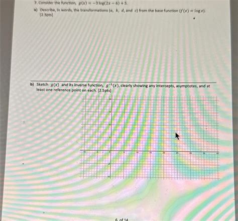 solved consider the function g x 3log 2x 6 5 a