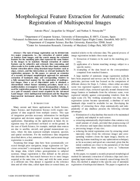 Pdf Morphological Feature Extraction For Automatic Registration Of Multispectral Images