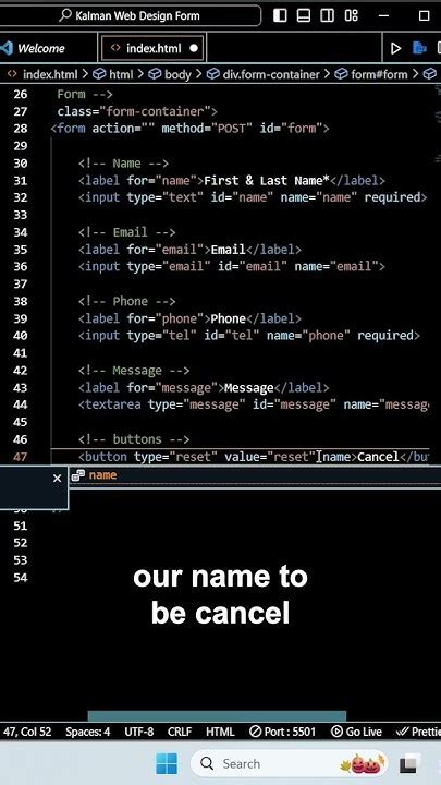 Html Form Buttons Redefined Cancel And Submit Excellence Html Htmltutorial Webdevelopment