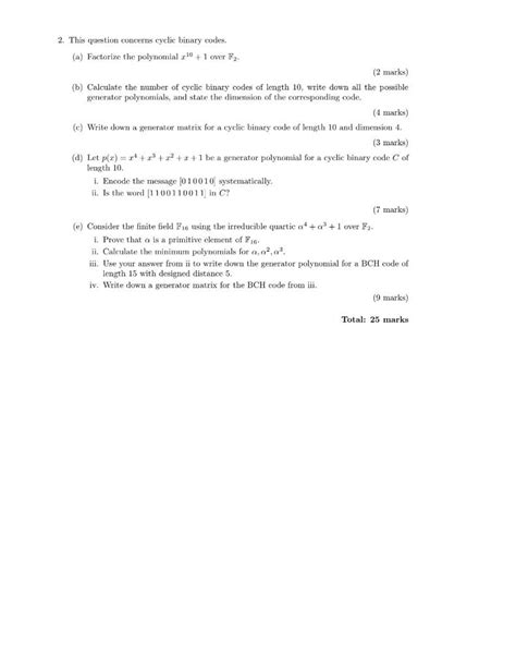 Solved 2 This Question Concerns Cyclic Binary Codes A Chegg Com