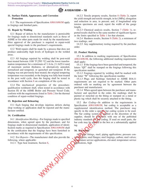 Astm A105 Material Standard Pdf