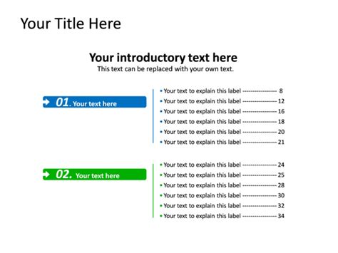 PowerPoint Slide Bullet List Diagram Vertical Lists Blue Green