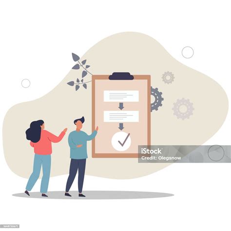 작업 흐름 프로세스 단계로서의 절차 체계 문서 품질 및 콘텐츠 시퀀스를 제어하기 위한 전략 및 작업 체크리스트 규정플랫 벡터