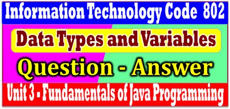 Class 12 It 802 Unit 3 Fundamentals Of Java Programming Ncert Book Solution Mycstutorial The