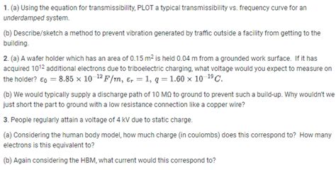 Solved A ﻿using The Equation For Transmissibility Plot A