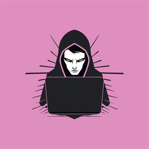 Hacker With Laptop Computer On Pink Background 24525928 Vector Art At