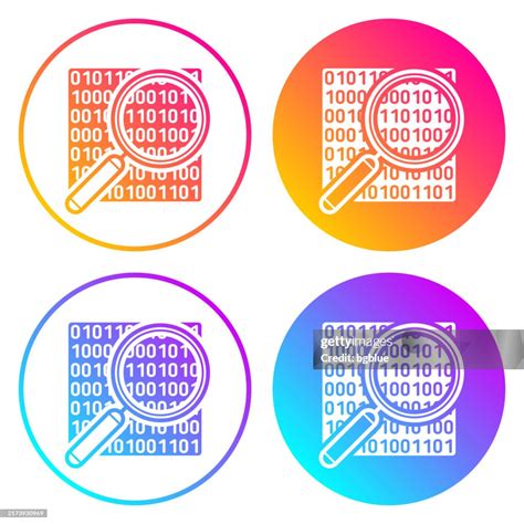 Magnifying Glass With Binary Code Round Icons With Color Gradients High