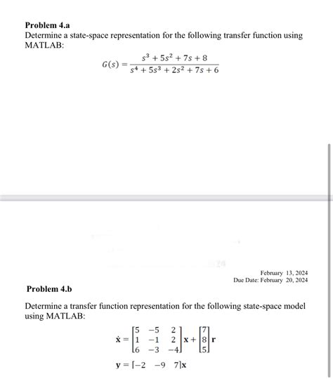 Problem 4 Adetermine A State Space Representation For