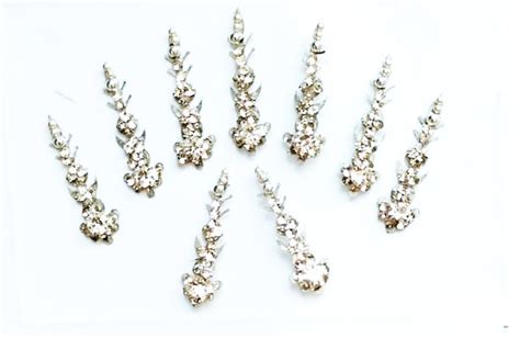 Long Silver Bindi Bridal Stone Body Art Face Jewels Bindis Etsy
