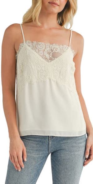All In Favor Lace Trim Satin Camisole In Cream At Nordstrom