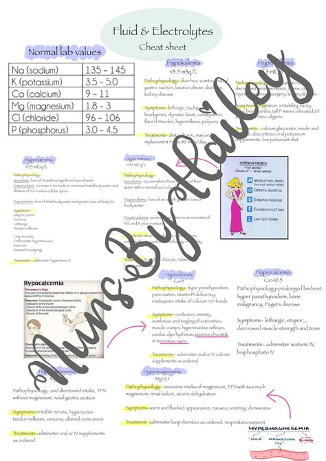 Fluid And Electrolyte Nursing Cheat Sheet Etsy