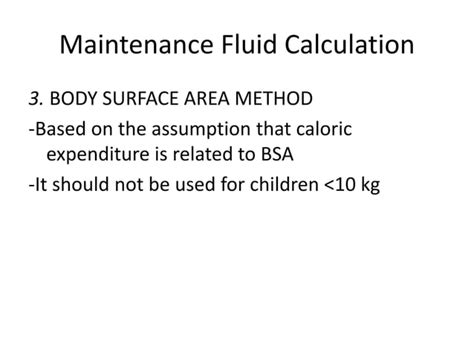 Maintenance Fluid Calculation Ppt