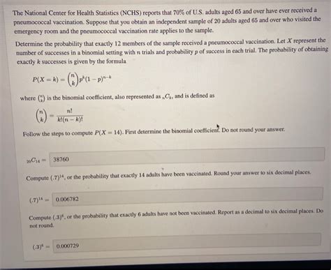 Solved The National Center For Health Statistics Nchs