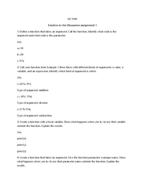 Cs 1101 Discusston Assignment 1 Cs 1101 Solution To The Discussion