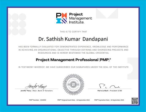 Dr Sathish Kumar Pt Pmp® Pmi Acp® Cspo® Csm® Safe® 5 Sa Popm Pahm® Fhias® On
