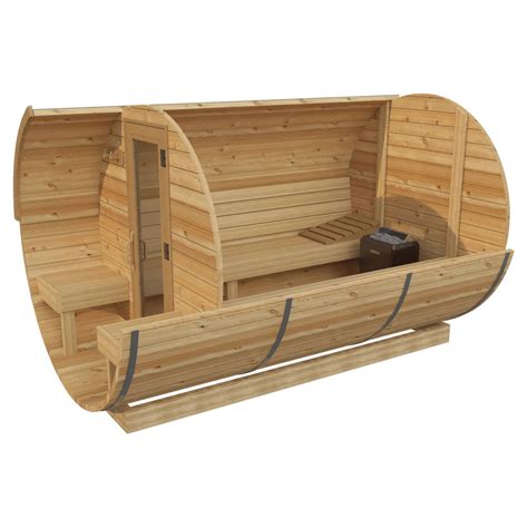 Sauna Baril En Cèdre 65 X 10 Avec Poêle à Bois Demi Verre