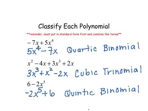 Section 61 Classifying Polynomials Math Showme Worksheets Library