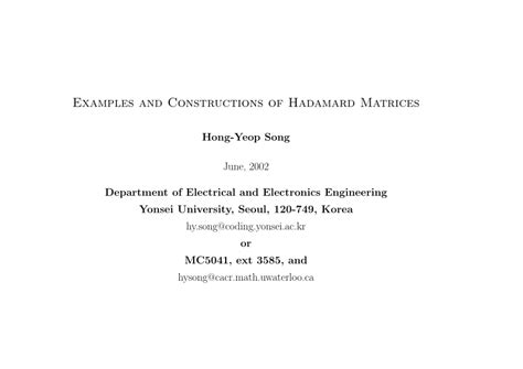Pdf Examples And Constructions Of Hadamard Matrices
